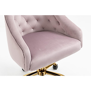 ZOBIDO Comfy Home Office Task Chair with Wheels, Cute Modern Upholstered Velvet Seashell Back Adjustable Swivel Vanity Desk Chair, for Women, for Girls, Living Room, Bedroom(Lilac Purple)