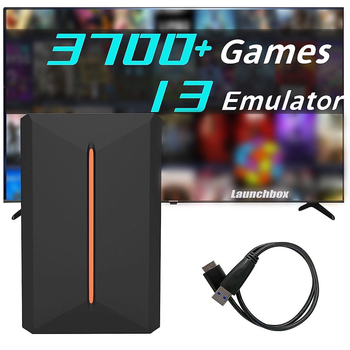 Emulator Console Game HDD 500G, Retro Game Console with 3700+ Video Games & 13 Hot Emulators, Compatible with Launchbox Hard Drive for PC with Win 8.1/10/11, Plug and Play,Sata 3 to USB 3.0,Up to 6G/s