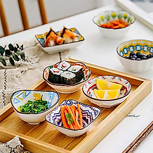 RareCi Soy Sauce Dish, Dipping Bowls Sets of 6, 1.2 Oz Porcelain Dip Serving Bowls & Bowl, Small Bowls for Side Dishes, Sushi, Sauce, Ingredient, Mini Tiny Bowls(Mixed)