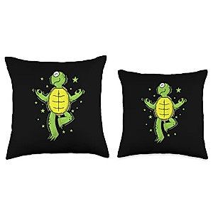 Turtle reptile carapace old Sauropsida Testudines Turtle Doing Yoga Reptile Water Throw Pillow, 16x16, Multicolor