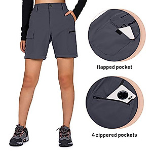 Cycorld Women's-Hiking-Pants-Convertible Quick-Dry-Stretch-Lightweight Zip-Off Outdoor Pants with 5 Deep Pocket（Grey, Large