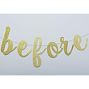 Vino Before Vows Banner for Engagement Bridal Shower Bachelorette Wine Winery Party Decorations Pre-strung Garland (Gold Glitter)