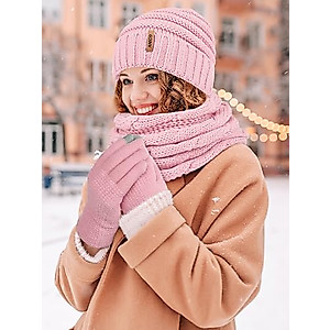 Aneco Winter Warm Knitted Scarf Beanie Hat and Gloves Set Men & Women's Soft Stretch Hat Scarf and Mitten Set