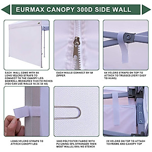 Eurmax USA Instant Canopy SunWall 10x10 Canopy Wall Sidewall for Pop Up Canopy Tent,1 Pack Sidewall Only (White)