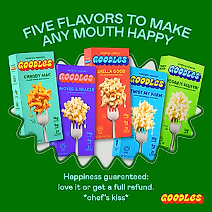 Goodles Vegan Is Believin’ Mac & Cheese 12-Pack, 5.25oz - 12g Protein, 7g Fiber with Prebiotics, 21 Nutrients - Kosher and Clean Label Certified