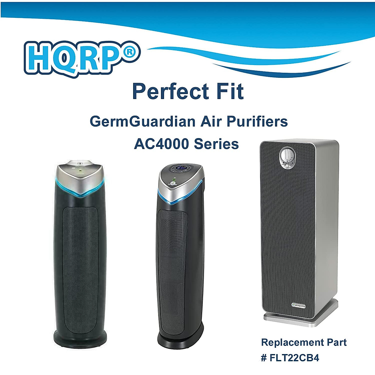 HQRP 4-Pack Carbon Filter compatible with GermGuardian FLT22CB4 Replacement for FLT4825, FLT4850PT True Hepa Filter B fits AC4000 Series