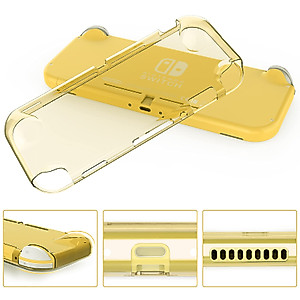 HEYSTOP Compatible with Switch Lite Carrying Case, Switch Lite Case with Soft TPU Protective Case Games Card 6 Thumb Grip Caps for Nintendo Switch Lite Accessories Kit(Yellow)