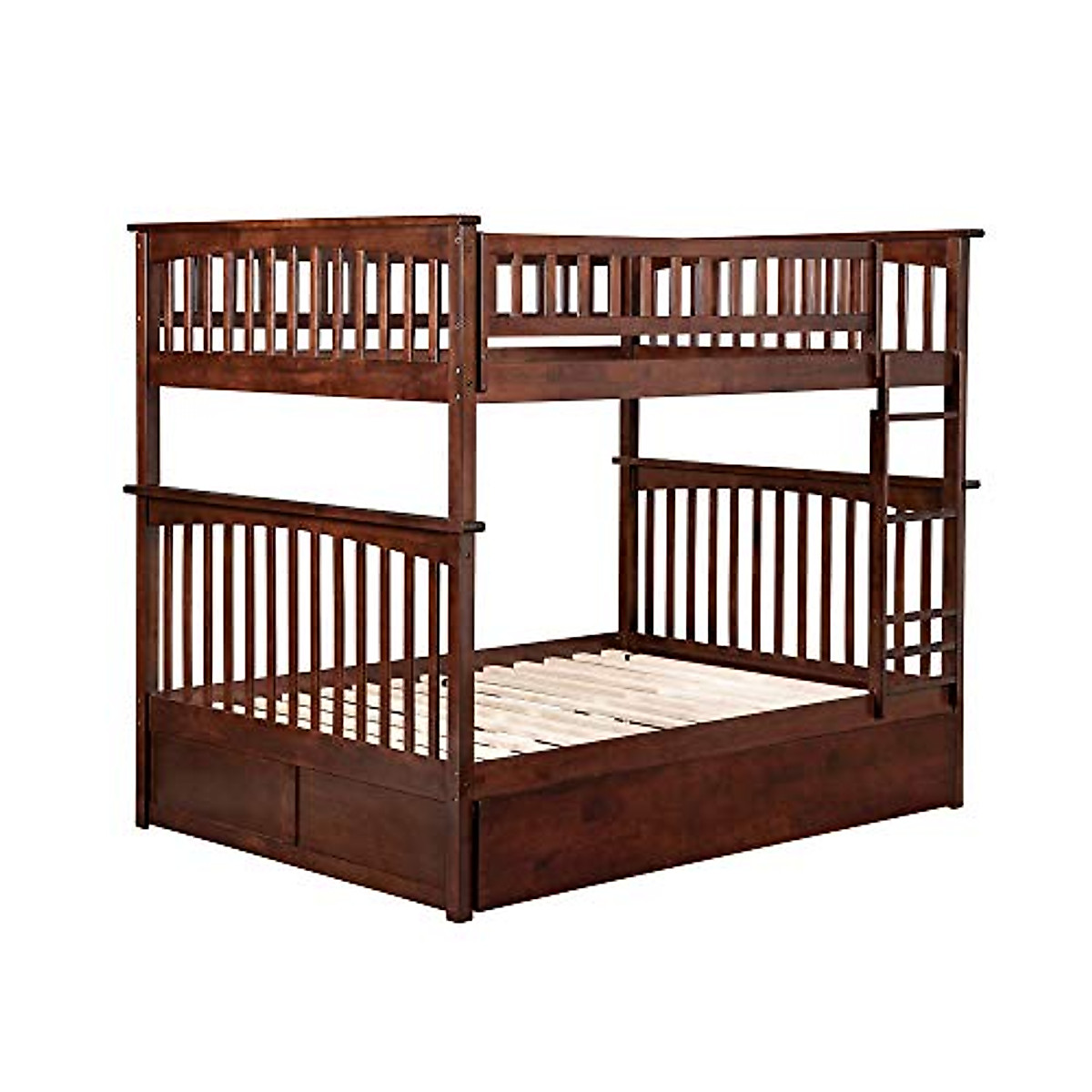 Atlantic Furniture Columbia Bunk Bed Full Over Full with Twin Size Urban Trundle Bed Walnut/Full Over Full