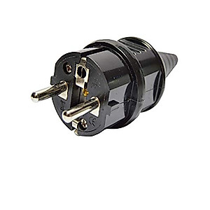 (2 Pack) Tekit Schuko France Germany EU ø4.8mm Pin DIY Rewireable Power Plug 250V 16A,Quality European Rewireable Two Round Plug CCE 7/7 Standard Plug(Coated Black)