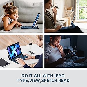 HOU Keyboard Case for iPad Air 11 inch 2024 (M2), Keyboard Case for iPad pro 11 inch 4th/3rd/2nd/1st (2018-2022) & iPad Air 5th/4th (2022/2020), Folio, Slim, Adjustable Angle, Magnetic Charging