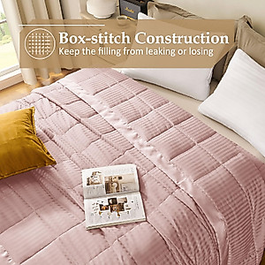 downluxe King Size Blanket with Satin Trim, Lightweight Down Alternative King Blanket for All Season, Machine Washable (Baby Pink, 90x108 Inch)