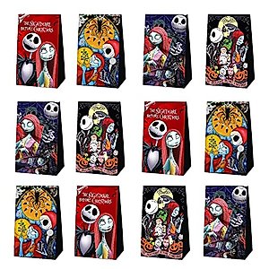 12pcs Party Favor Bags The Nightmare Before Christmas Decor Gift Bags Treat Bags for Birthday Party Decorations, 4.7x2.7x8.3 inch