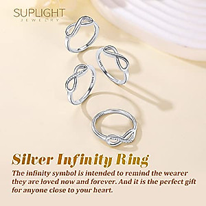 Suplight 925 Sterling Silver Cubic Zirconia Infinity Ring for Women Size 7