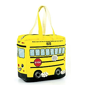 Insulated Canvas School Bus Teachers Tote Bag - Yellow