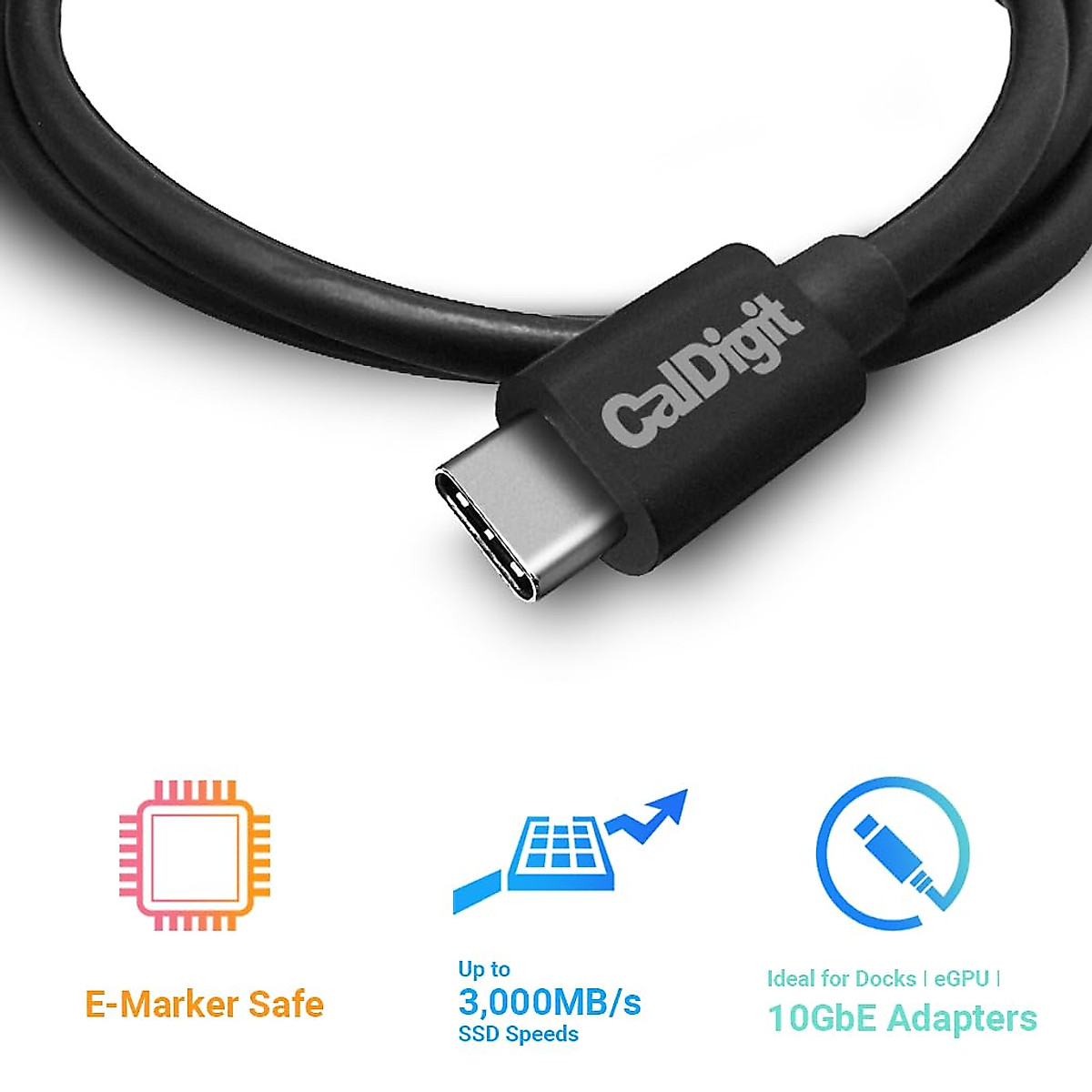 CalDigit Thunderbolt 4 Cable - 40Gbps 100W Power Delivery, Compatible with Thunderbolt 3 & USB Type C, MacBook Pro, iMac, iPhone 15 Max, Black (0.8 Meter 2.62 Feet, Thunderbolt 4 / USB 4 Cable)
