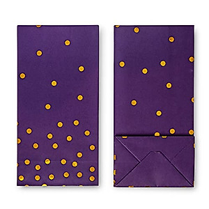 ROYAL BLUEBONNET Purple and Gold Gift Bags -Set of 24- Purple Goodie Bags and Stickers – Purple Thank You Bags, Purple and Gold Party Decorations, Purple Party Supplies, Purple Candy Bags