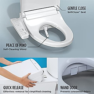 TOTO WASHLET KC2 Electronic Bidet Toilet Seat with Heated Seat and SoftClose Lid, Elongated, Cotton White - SW3024#01, KC2Elongated