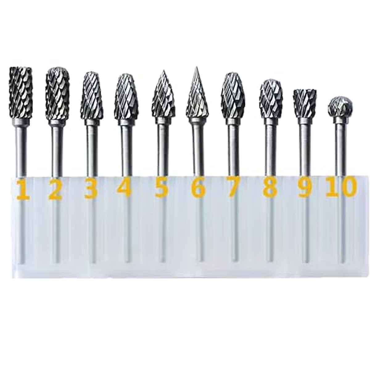 Luo ke 10 pcs Aluminum Cutting Burs - 1/8'' Shank Double Slot Tungsten Carbide Burrs Drill Bit Set for Dremel Rotary Tools