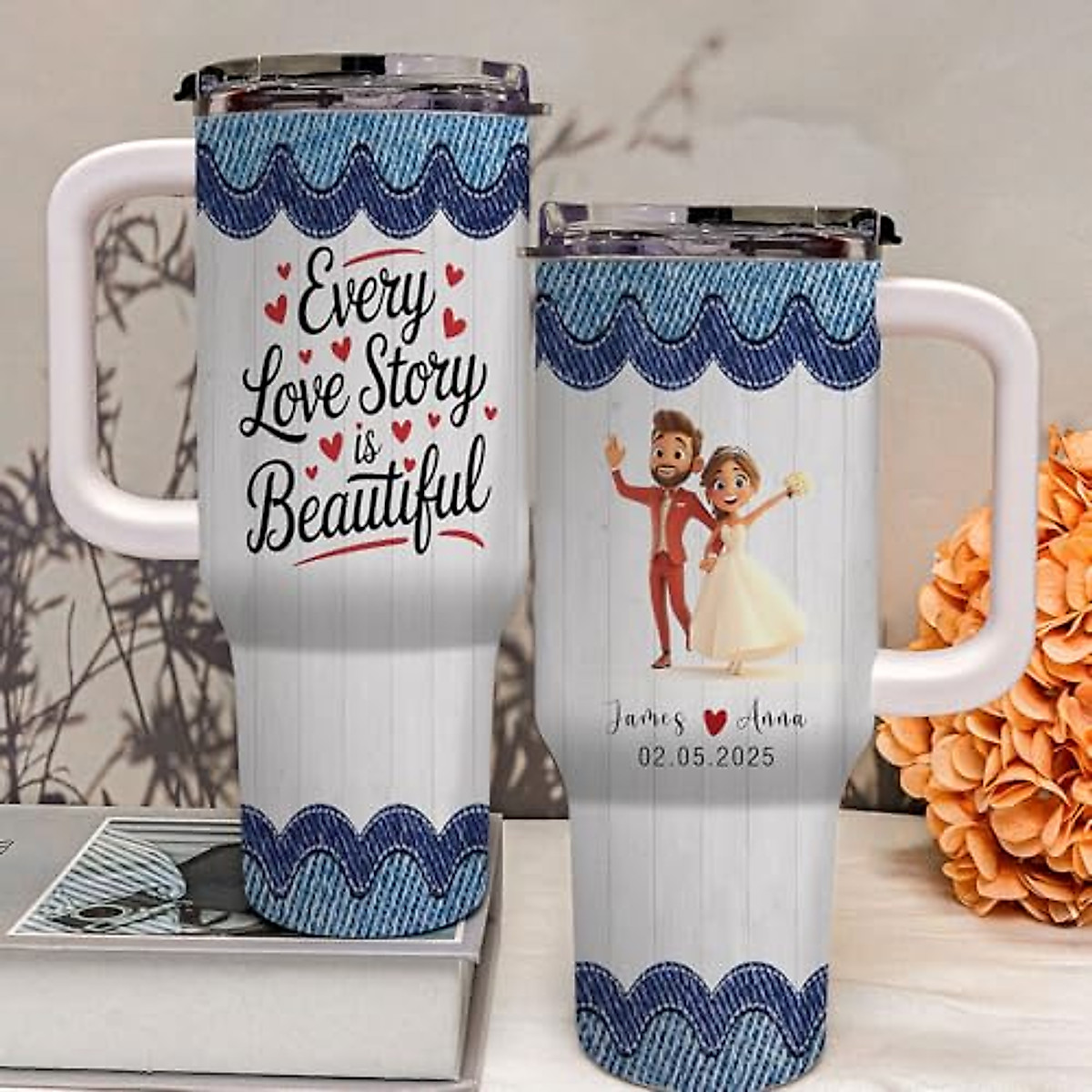 Custom 40oz Tumbler with Handle – choosing wedding officiant-Personalized Couple Gift for Anniversary Wedding Gift, Birthday, Mother's Day, Valentine’s Day GdajGi
