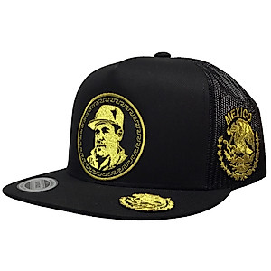 Capsnmore El Chapo Guzman Mexico Logo Federal 3 Logos Hat Black Mesh Snapback