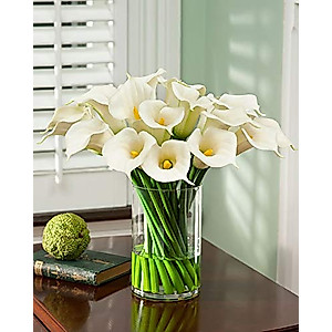 Veryhome 20pcs Artificial Calla Lily Flowers White for DIY Bridal Wedding Bouquet Centerpieces Home Decor (White)