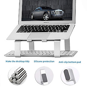 LIIAMOAR Laptop Stand, Aluminum Computer Riser, Ergonomic Laptops Elevator for Desk, Metal Holder Compatible with 10 to 17.3 Inches Notebook Computer, (Silver)