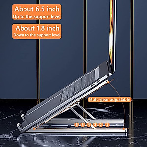 6-Levels Adjustable Laptop Stand, Gogobuddy Upgraded Full Silicone Non-Slip Laptop Stand for Desk Ergonomic Portable Notebook Holder Riser, Compatible with 10-17 inch Laptops and Tablets (Silver)