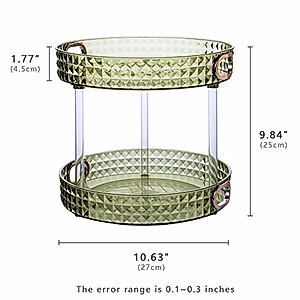 ROWNYEON Rotating Makeup Organizer 2 Tier Skincare Organizers with Handle Bathroom Organizer Perfume Organizer Spinning Cosmetics Organizer for Vanity，Cabinets, Pantry, Fridge, Countertops，Kitchen