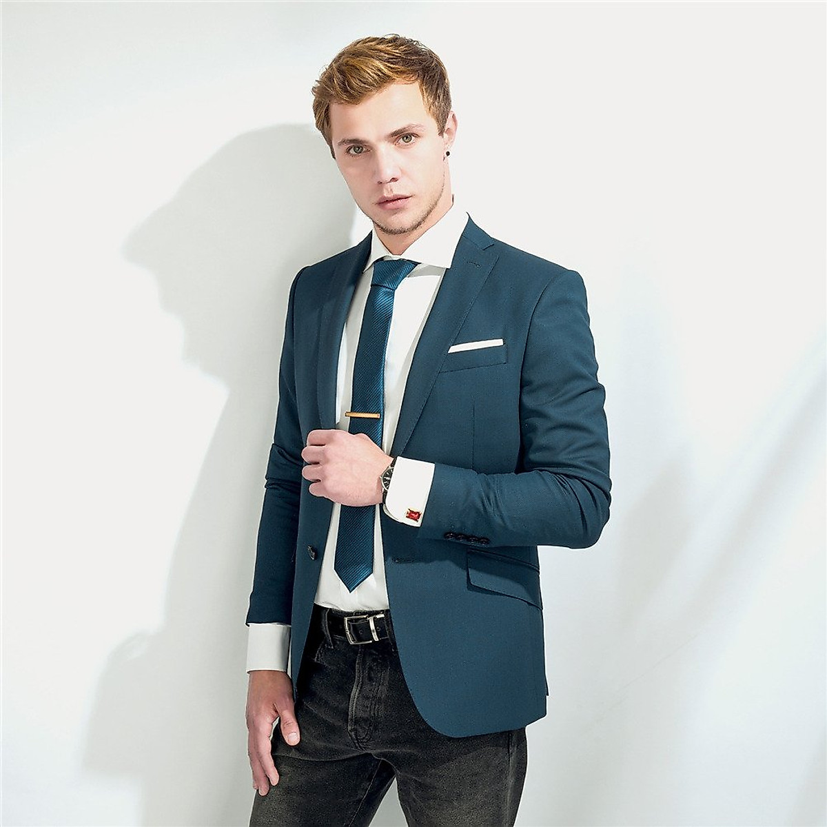 Ruby Shiny Crystal Cufflinks Elegant Style Women Men 18K Gold Plated Fancy Stone Cuff Links