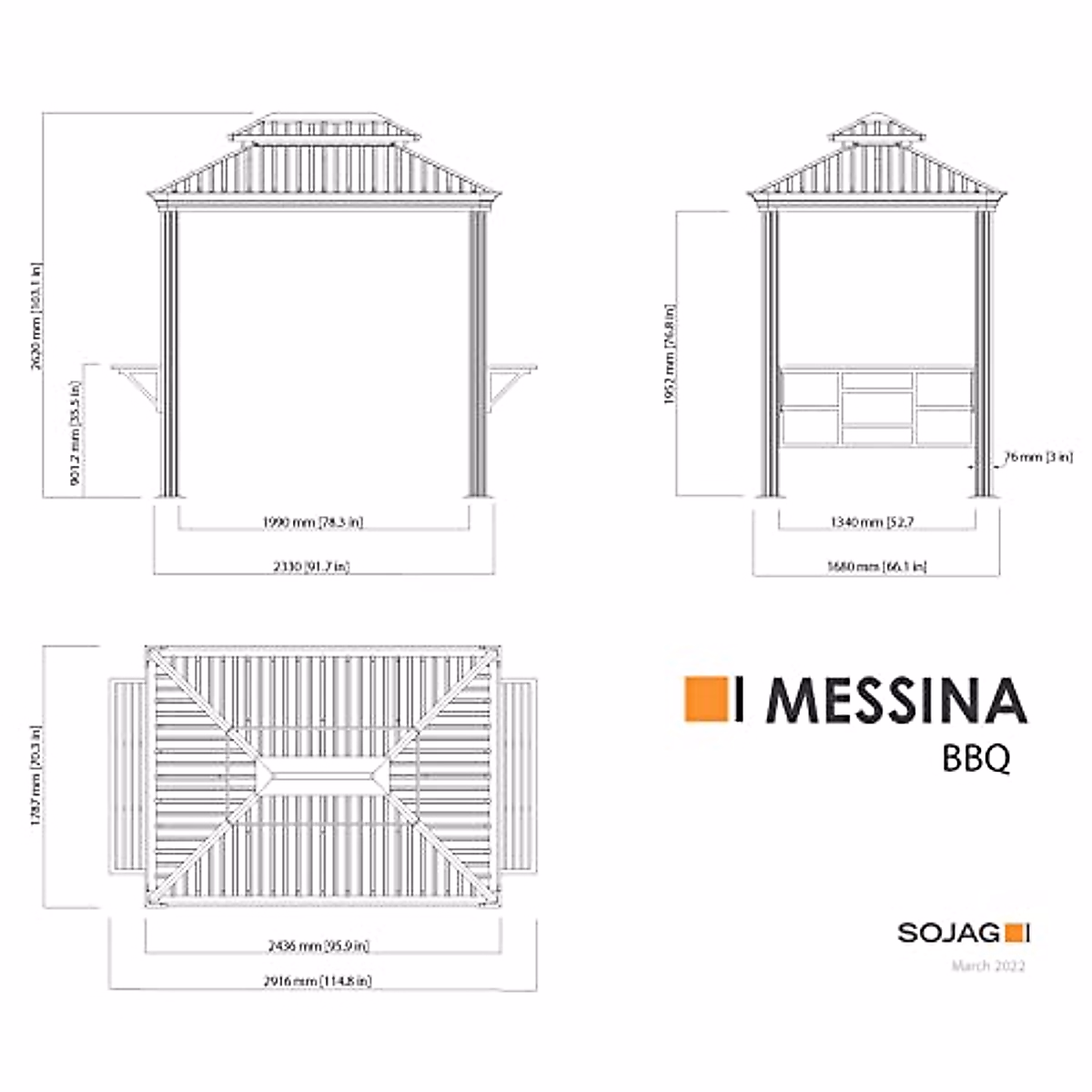 Sojag BBQ Messina 6 ft. x 8 ft. Grill Gazebo