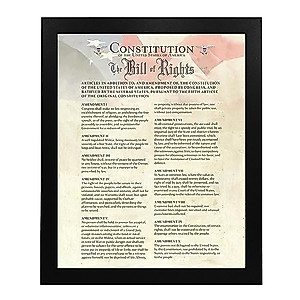 USA Constitution & Bill of Rights - Patriotic Wall Decor Poster Print, This Parchment Replica With American Flag Wall Art Poster Print Is Ideal For Home, Office, & School Wall Art Unframed -11x14"