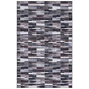 SAFAVIEH Faux Hide Collection Area Rug - 6' x 9', Ivory & Grey, Rustic Modern Glam Design, Non-Shedding & Easy Care, Machine Washable Ideal for High Traffic Areas in Living Room, Bedroom (FAH542A)
