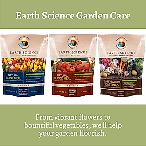 Earth Science – Natural Blood Meal Plant Food – Feed & Grow Plants Naturally – Activate Compost Piles – Vibrant Color –More Blooms and Bigger Harvests 3lb