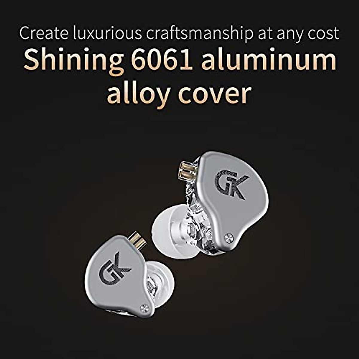 G.K Earbuds Wired Headphone 7BA+1DD Hybrid Driver HiFi Stereo Noise Cancelling IEM Earphone 3.5mm Jack Headphone with Detachable Audio Cable for Musicians DJ Guitarists Sport Gaming (Silver)