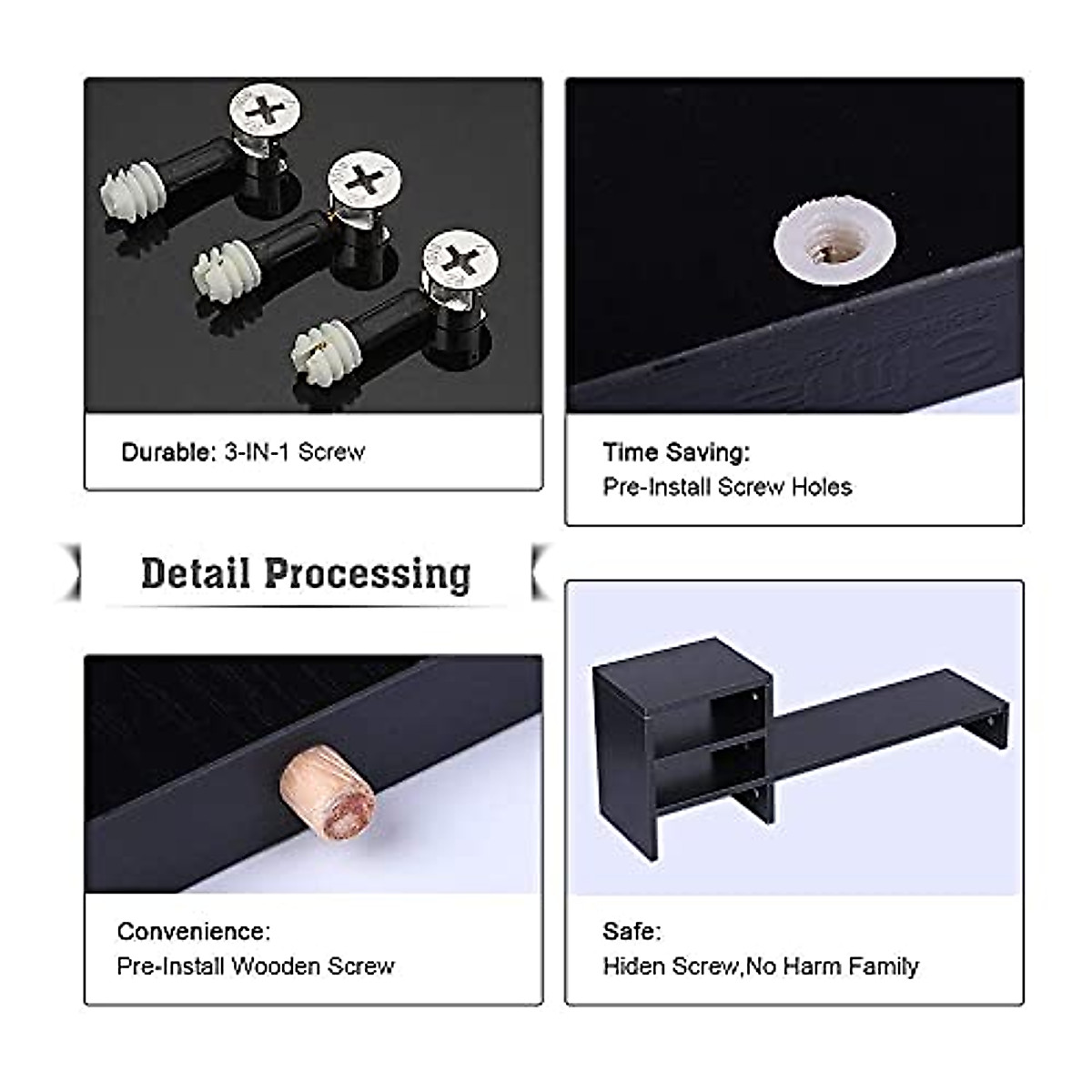 Ufine Wood Monitor Stand Riser with 3-Tier Storage Shelf 31.5 inch Desktop Organizer Computer Laptop PC Printer Telephone Stand for Office Dorm Home, Space Saving Black