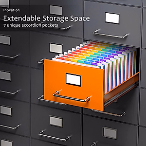 DORA BRIDAL Hanging Folders, Clear 7 Pockets Letter Size Expanding File Cabinet Folders, Hanging File Folders for Folder Frame, Filing Cabinet, File Cabinet, File Cabinet Organizer Box, 1 Pack