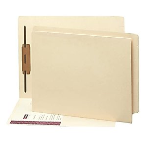 Smead End Tab Pocket Folder with Fastener, Straight-Cut Tab, 1 Pocket, Letter Size, Manila, 50 per Box (34100)