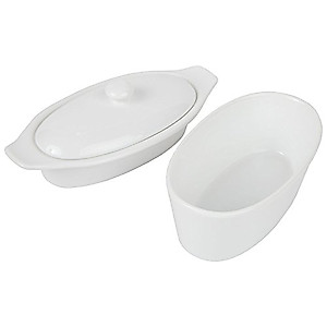 Old Home Kitchen Butter Keeper, Porcelain Butter Boat, White (Standard version)