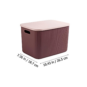 PRETYZOOM Plastic Storage Baskets With Lid, 1pc Plastic Storage Box, Stackable Baskets, Toy Clothes Storage Organizer with Handle for Shelf Cabinet (6.5*18.7*16.2cm)