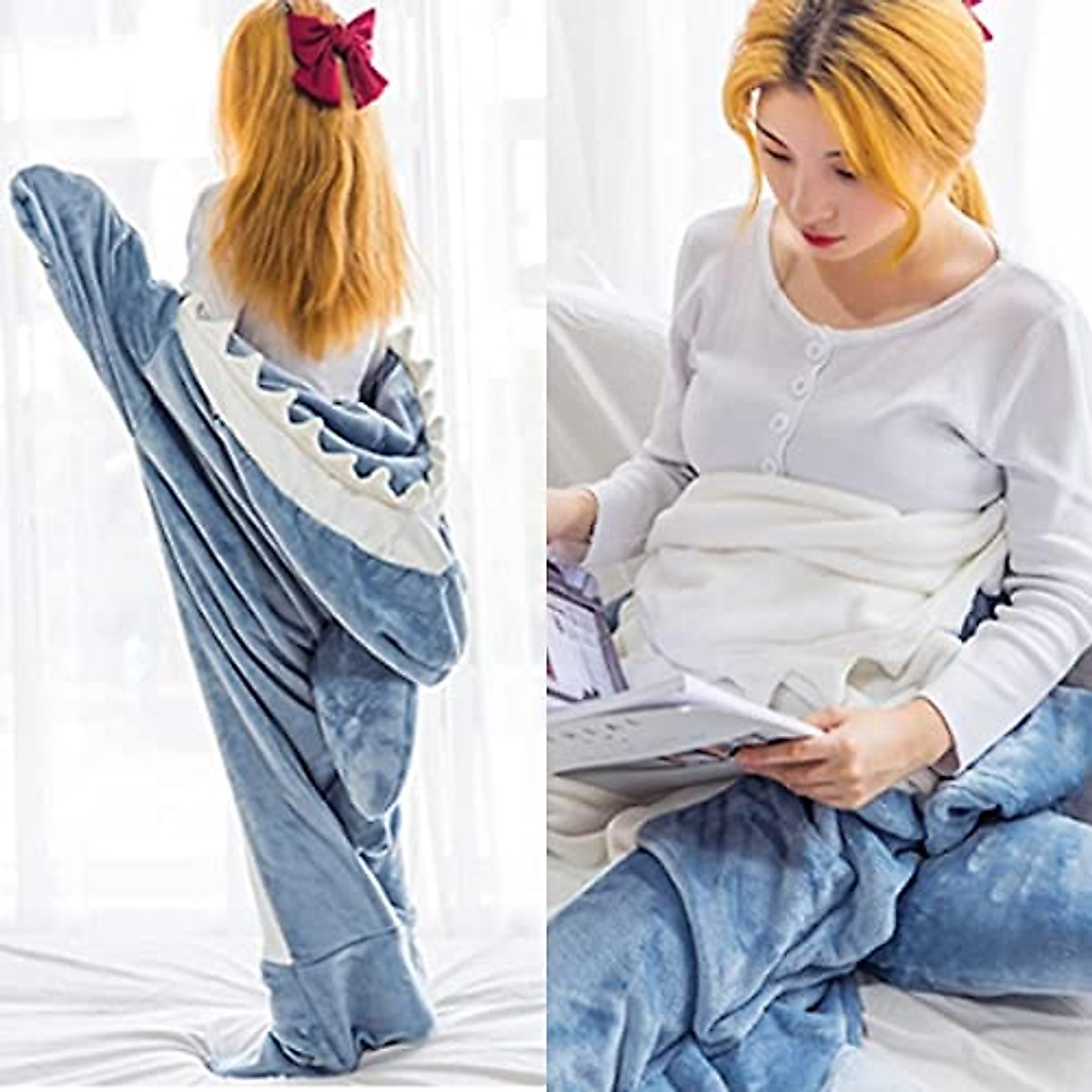 2023 New Shark Blanket Adult, Wearable Shark Blanket Super Soft Cozy Flannel Hoodie, Shark Blanket Hoodie Sleeping Bag (B-(M, 67inX27.5in))