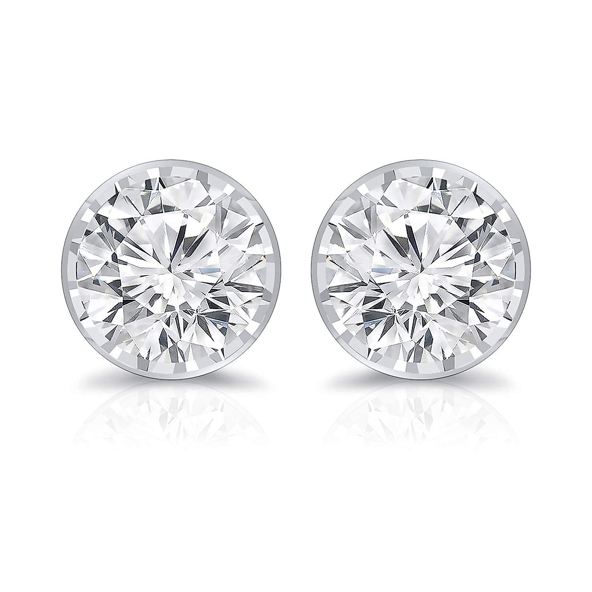 Diamond Wish 1/4 Carat Lab Grown Diamond Round Stud Earrings in 14k White Gold (G-H, SI2-I1, cttw) Bezel-set Push Back