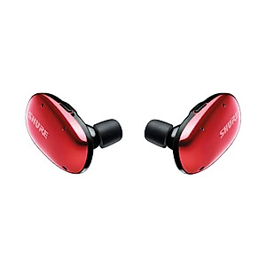 Shure AONIC Free True Wireless Earbuds, Sound Isolating Wireless Bluetooth Earphones, 21-Hr Battery Life, Studio-Quality Sound, Clear Call, Durable Quality, Lightweight, Fingertip Control - Red
