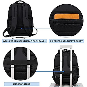 KROSER Travel Laptop Backpack 17 Inch Large Computer Backpack Water-Repellent Daypack with USB Charging Port RFID Pockets for Work/Business/College/Men/Women(Quilted)