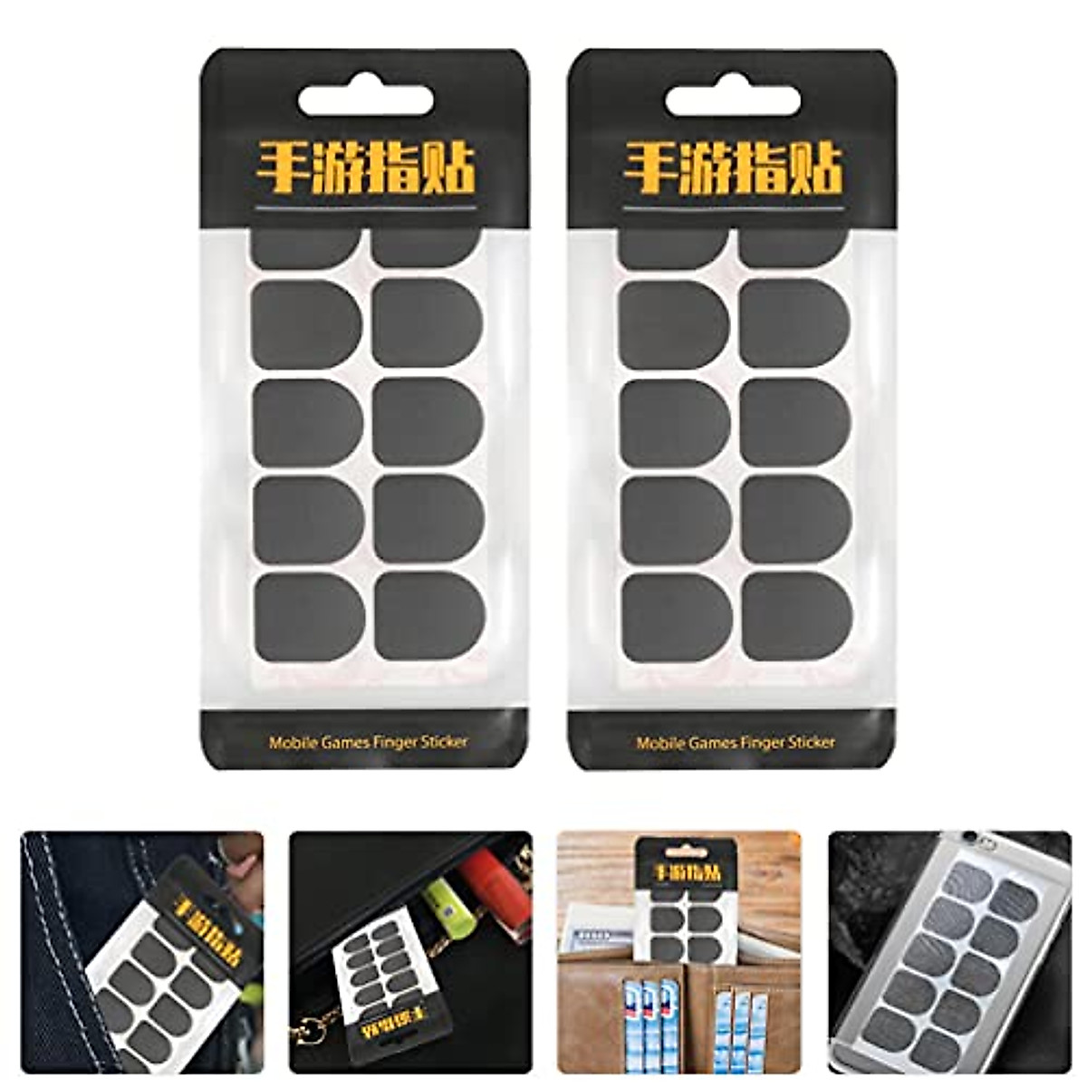 Healifty 20 Pieces Gaming Finger Sleeves Anti- Sweat Disposable Seamless Touchscreen Finger Covers Stickers Carbon Fiber Controllers Finger Thumb for Mobile Phone Game