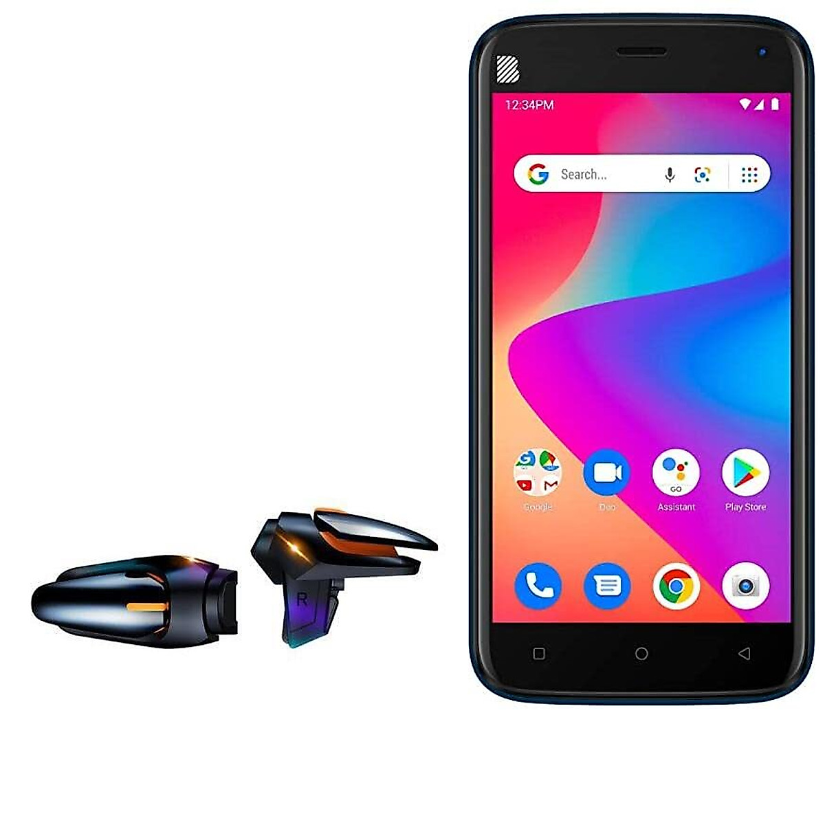 BoxWave Gaming Gear Compatible With BLU C5L (2020) - Touchscreen QuickTrigger Auto, Trigger Buttons Autofire Gaming Mobile FPS - Jet Black