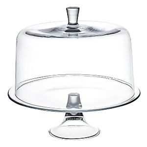 Footed Cake Plate - with Dome - Classic Clear Collection - for Cake - Cheese - Fruit - Plate is 13" Diameter - Dome is 11.5" Diameter - Made in Europe - by Barski
