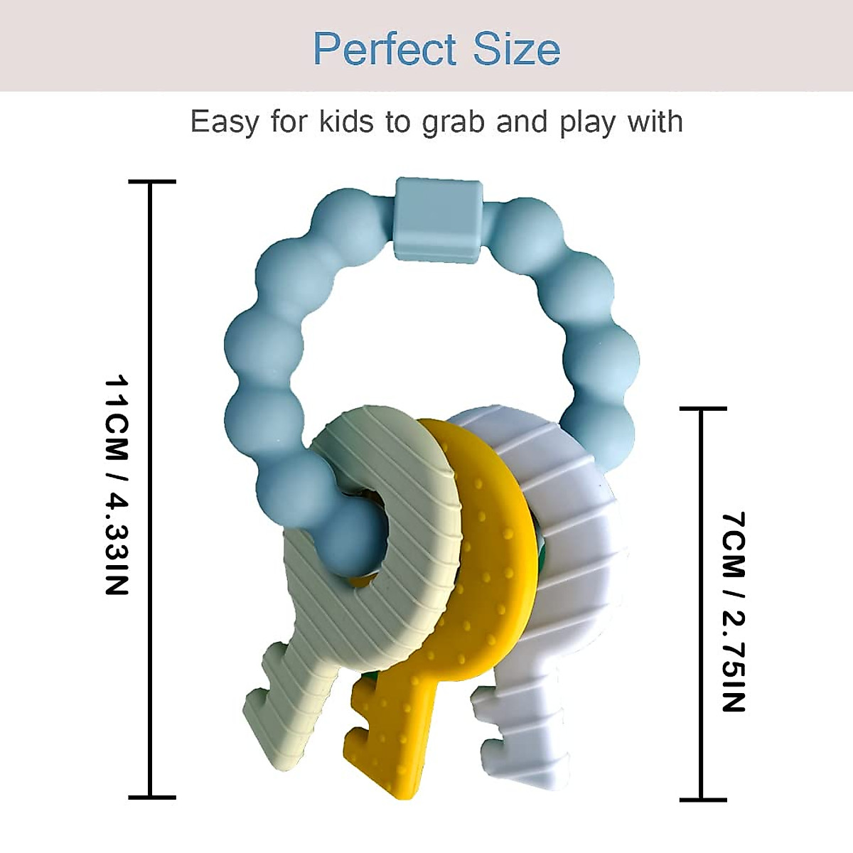Baby Keys Teether Toys,Silicone Teething Toys for 3+ Months,Teething Keys Toy for Infants-Soft & Raised Texture to Soothe Gums,BPA Free (Deep Blue)