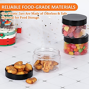 4oz Plastic Containers with Lids 48Pack, Jaisie.W Clear 4 oz Plastic Jars with Lids&Labels- Refillable Cosmetic Small Containers with Black Screw Lid/Slime Containers (4 fl.oz, 48Pack)