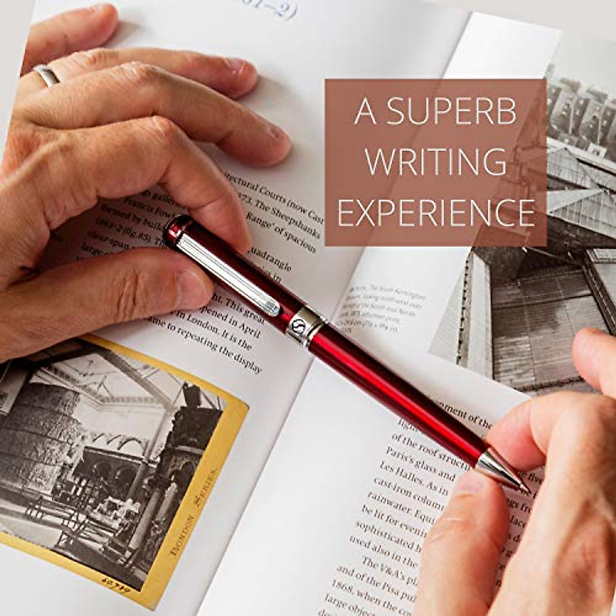 Scriveiner Deep Crimson Ballpoint Pen - Stunning Red Lacquer Luxury Pen, Chrome Finish, Schmidt Black Refill, Best Ball Pen Gift Set for Men & Women, Professional Executive Office, Nice Designer Pen