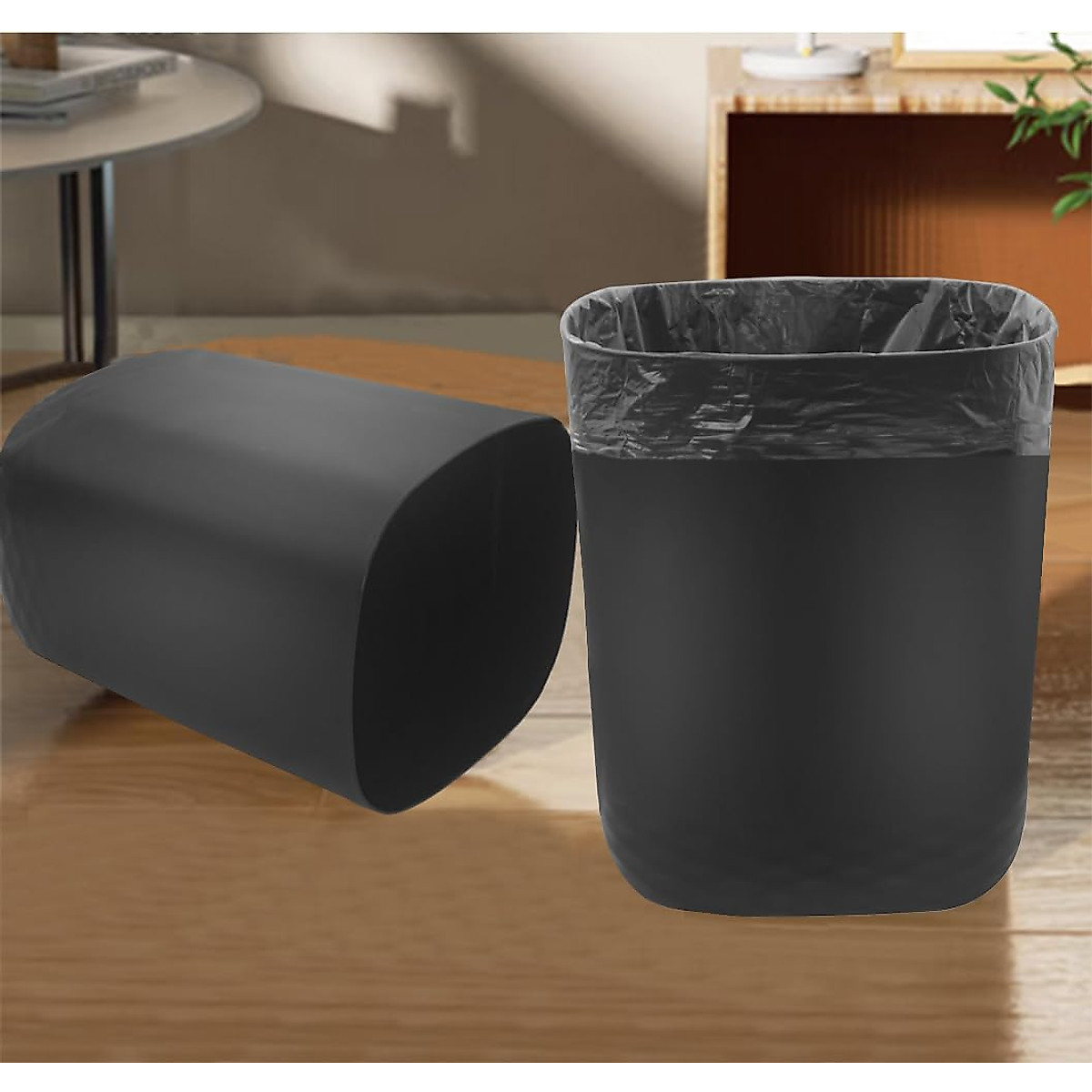 Feiupe Small Trash Can with 60 Count of Trash Bags,2.5 Gallon Wastebasket Recycling Bin Trash Can for Bathroom Bedroom Office Kitchen (2, Black)